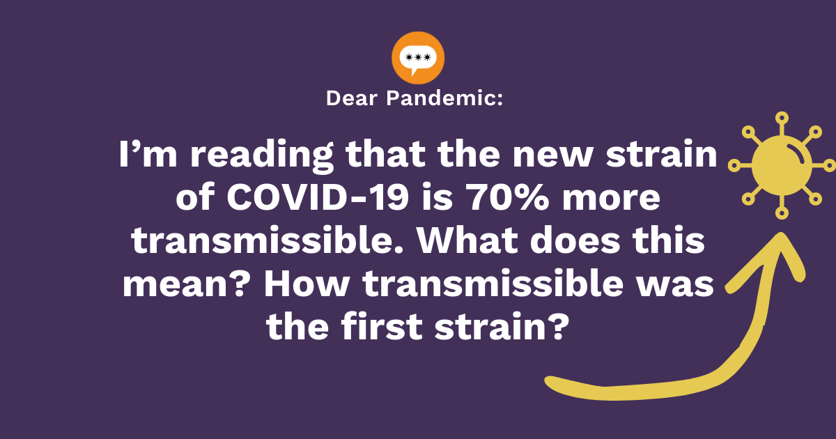 I’m reading that the new strain of COVID-19 is 70% more transmissible ...